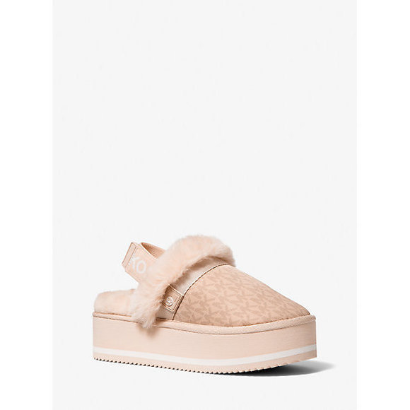 Michael Kors | Shoes | Michael Kors Signature Logo Nylon And Faux Fur ...